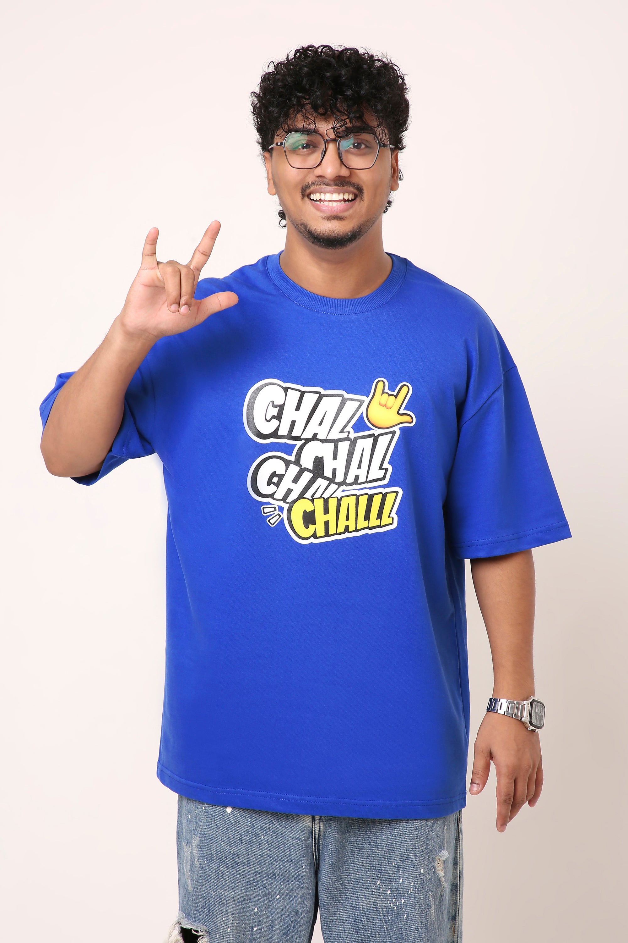 CHAL CHAL CHALLL BLUE T SHIRT – SHETTY CLOTHING