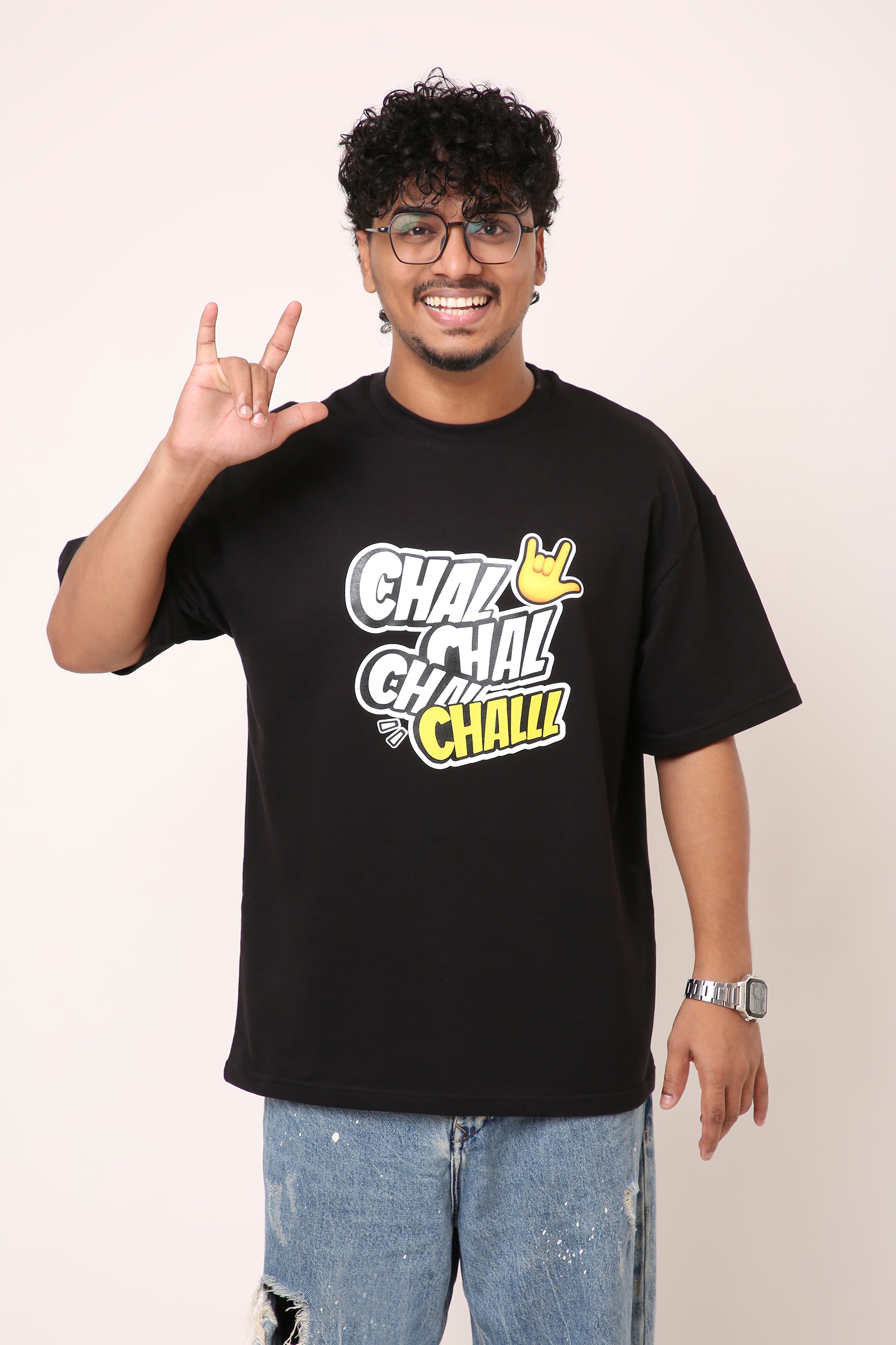 CHAL CHAL CHALLL BLACK T SHIRT – SHETTY CLOTHING